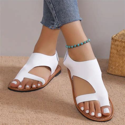 Women Loop Toe Sandals Casual Hook Loop Strap Flat Temu Canada