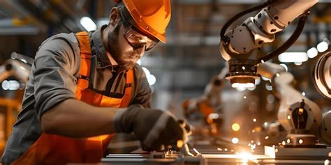 Engineer Supervises Assembling Modular Robotic System With Flexible Automation Solutions Concept