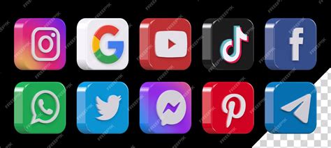Premium Psd Square Social Media Icon High Resolution 3d Render Set In