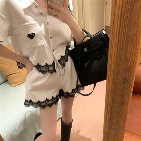 Designer Womens Leisure Suits Lace Pajamas Triangle Letter Short