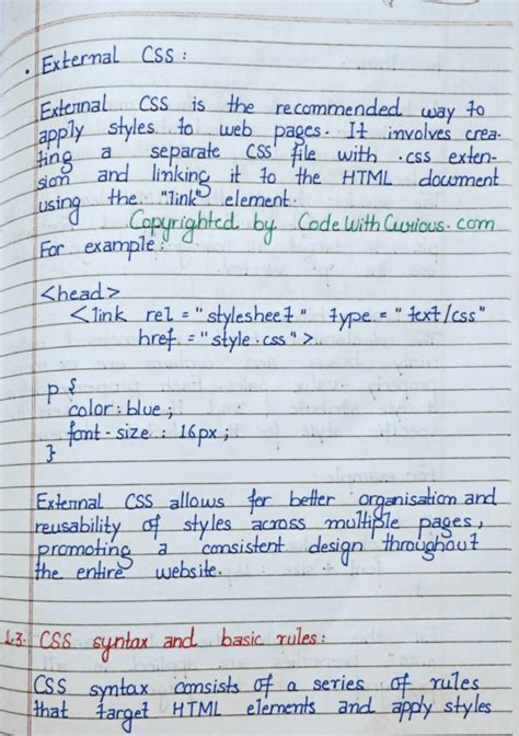 Css Handwritten Notes Codewithcurious