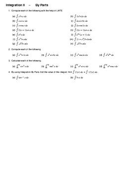 Integration II By Parts By Maths Grinds Ie TPT