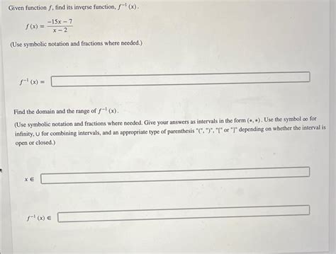 Solved Given Function F Find Its Inverse Function F−1x