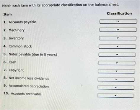 Solved Match Each Item With Its Appropriate Classification