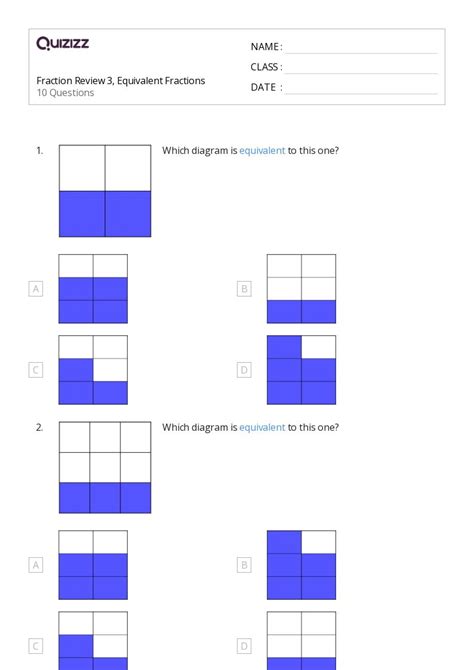 50 Equivalent Fractions Worksheets On Quizizz Free And Printable