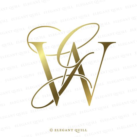 2 Letter Logo Gw Initials Elegant Quill