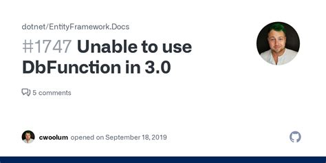 Unable To Use DbFunction In 3 0 Issue 1747 Dotnet EntityFramework