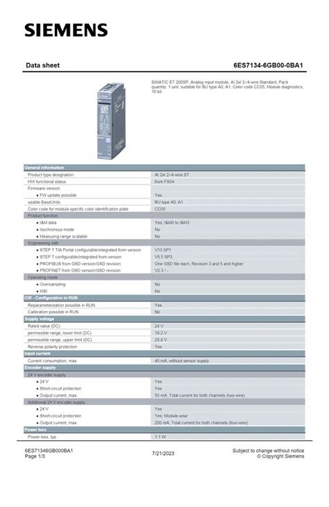 Simatic Et 200sp ABS 6ES7134 6GB00 0BA1 Analog Input Module 2 At 17000 Piece In New Delhi
