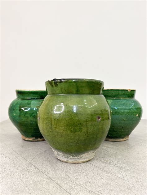 Rivesto Antique Pistachio Green Ceramic Planter From Grottaglie Puglia