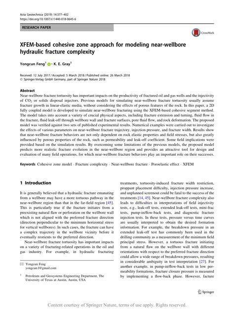 Xfem Based Cohesive Zone Approach For Modeling Near Wellbore Hydraulic Fracture Complexity