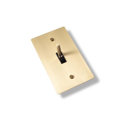 Brushed Brass Toggle Light Switch Plate With Knurled Cap Modern