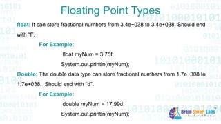 Data Types Brainsmartlabs PPT