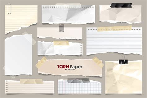 컬러 찢어진 안감 종이 스트립 컬렉션 찢어진 가장자리가있는 현실적인 종이 스크랩 스티커 노트 노트북 페이지의 조각 벡터 일러스트레이션 0명에 대한 스톡 벡터 아트 및 기타