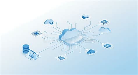 Cloud Computing Concept Illustration Depicting A Central Cloud Connected To Stock Illustration