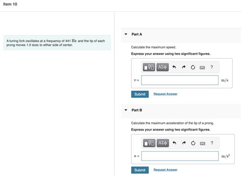 Solved A Tuning Fork Oscillates At A Frequency Of 441 Hz And Chegg Com
