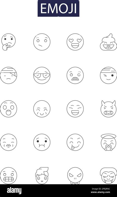 Emoji Line Vector Icons And Signs Smiley Expression Character Unicode Face Symbol