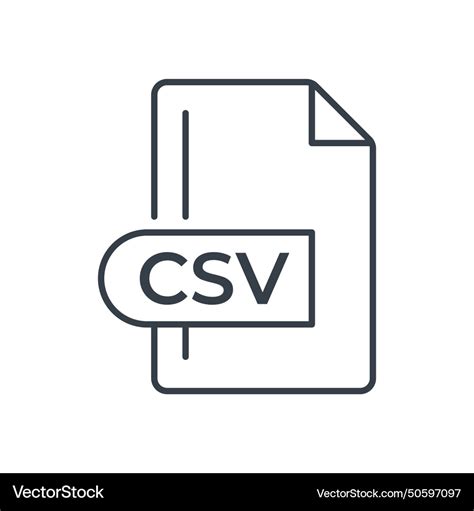 Csv File Format Icon Extension Line Royalty Free Vector