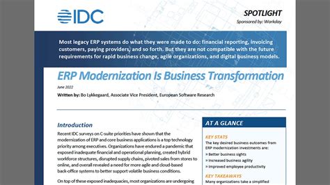 Idc Spotlight Erp Modernization Is Business Transformation Beyond Erp Driving The Digital