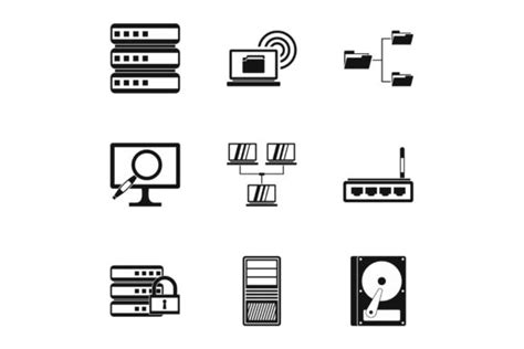 Computer Data Icons Set Simple Style Graphic By Ylivdesign Creative Fabrica