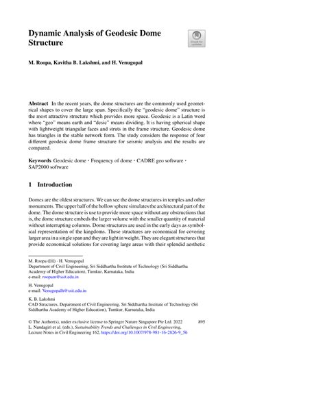 Pdf Dynamic Analysis Of Geodesic Dome Structure