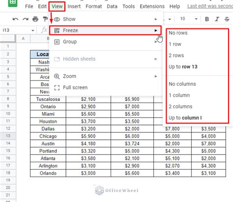 How To Freeze Rows And Columns In Google Sheets OfficeWheel
