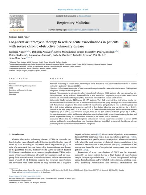 Long Term Azithromycin With Severe Copd Pdf Chronic Obstructive Pulmonary Disease Epidemiology