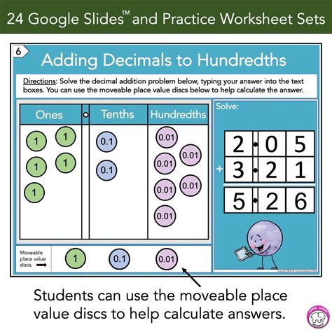 Adding Decimals No Regrouping With Place Value Discs Google Slides And Print Made By Teachers
