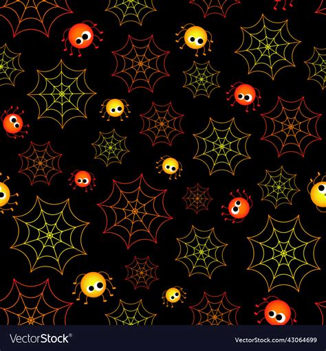 Cute Colorful Spiders And Cobweb Seamless Pattern Vector Image