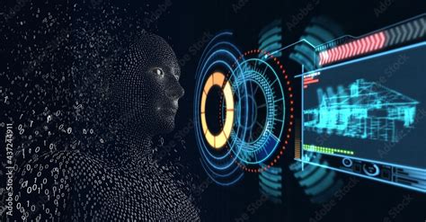 Composition Of Exploding Human Bust With Binary Coding Over Scopes