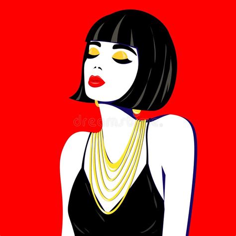 Young Woman Model In Profile In Pop Art Style Girl For Advertising
