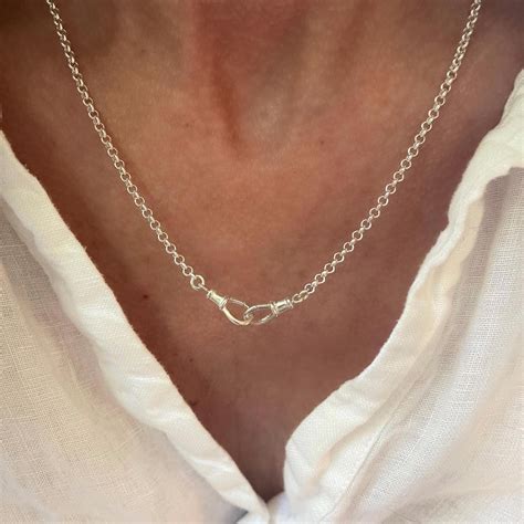 Sterling Silver Rolo Chain Necklace Double Swivel Albert Clasps 3mm