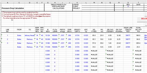 Pipe Pressure Drop Calculation Excel Sheet Engtank