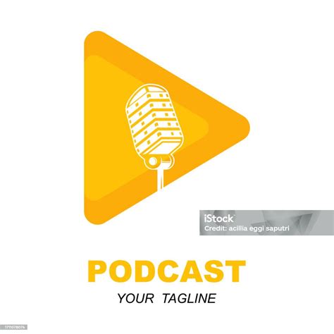 슬로건 템플릿이 있는 마이크 및 헤드폰 아이콘을 사용한 팟캐스트 또는 라디오 로고 디자인 가수에 대한 스톡 벡터 아트 및 기타