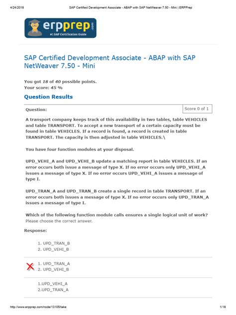 Sap Certified Development Associate Abap With Sap Netweaver 7 50 Mini Erpprep Pdf Pdf