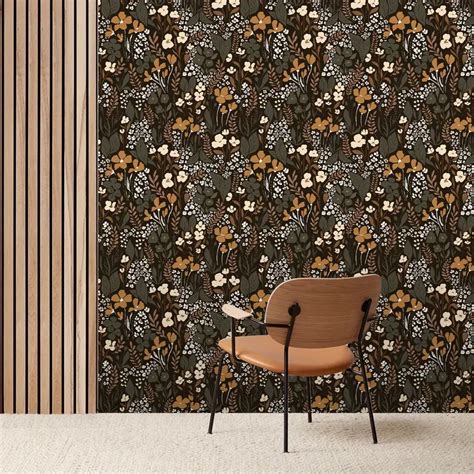 Один шт Темний фон з папороттю жовто флористичний Temu Czech Republic