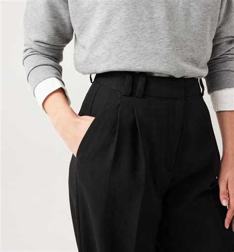 Wideleg High Waist Trousers Black