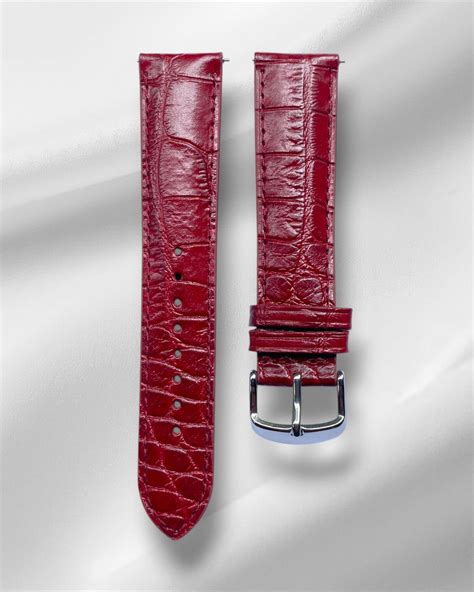 Burgundy Croc Pattern Full Grain Leather Watch Strap Premium Quality