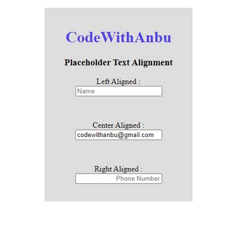 How To Align Placeholder Text In Html