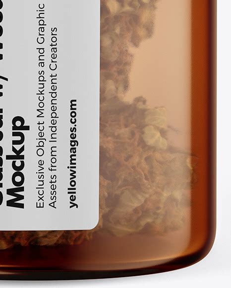 Amber Glass Jar W Weed Buds Mockup Free Download Images High Quality