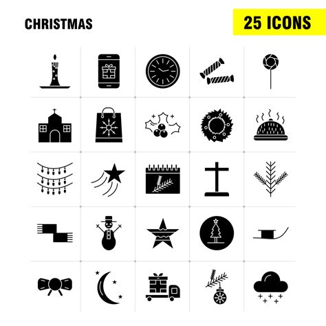 Christmas Solid Glyph Icons Set For Infographics Mobile Uxui Kit And