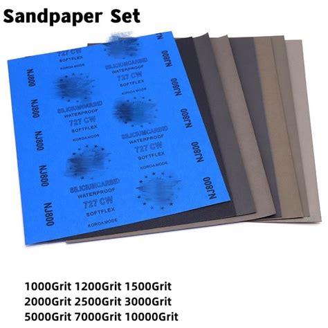 Sandpaper Set 1000 1200 1500 2000 2500 10000 Grit Sand Paper Water Dry