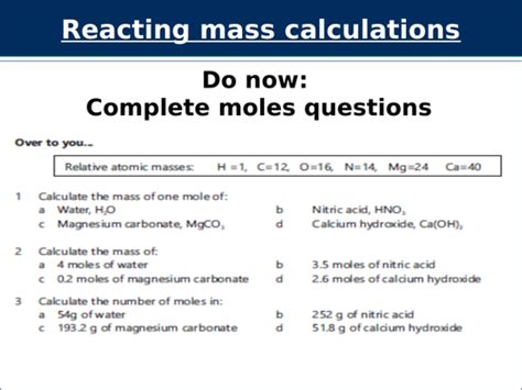 Stoichiometry Moles Cie Igcse Chemistry Lesson Powerpoints Teaching Resources