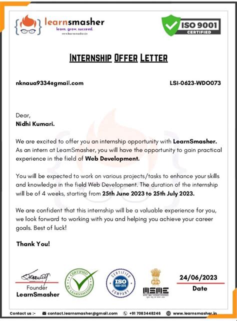 Nidhi Kumari On Linkedin Webdevelopment Internship Learnsmasher Internship Opportunity