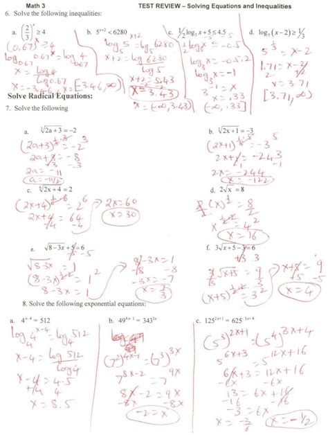 Logarithmic Equations Worksheet With Answers Db Excel