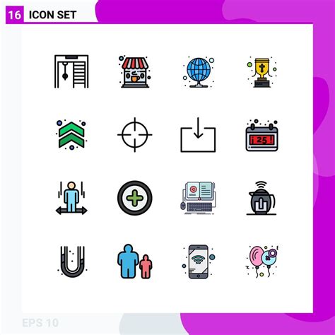 16 User Interface Flat Color Filled Line Pack Of Modern Signs And Symbols Of Direction Arrows