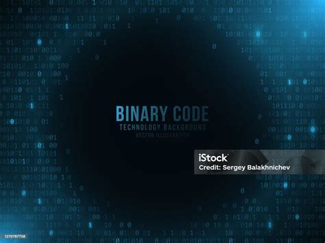 진한 파란색 배경에 빛나는 이진 코드입니다 하이테크 디자인 세계 네트워크 현대 기술 템플릿 벡터 그림입니다 0명에 대한 스톡