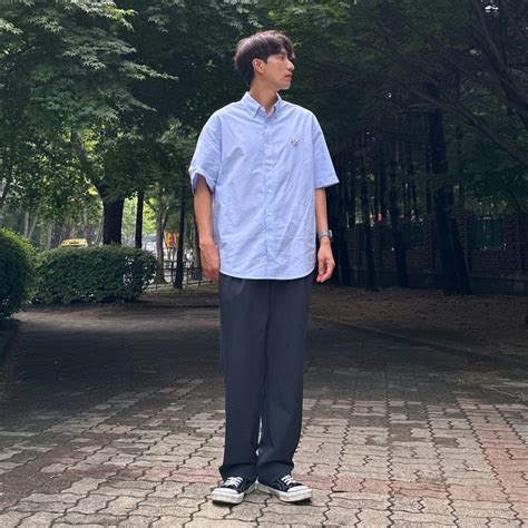 남자 여름 미니멀룩 반팔셔츠 와이드 슬랙스 팬츠 스니커즈 코디 데일리룩 추천 네이버 블로그