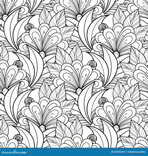 Vector Seamless Monochrome Floral Pattern Stock Vector Illustration Of Flowers Abstract 55182243