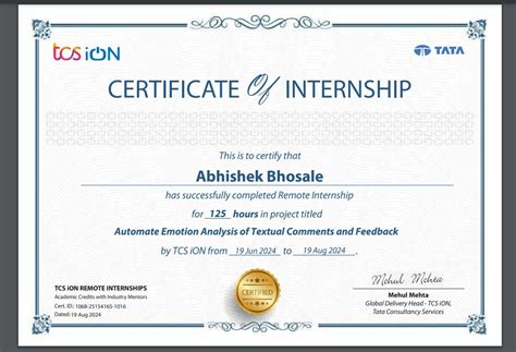 Internship Certification Dataanalytics Machinelearning Tcsion