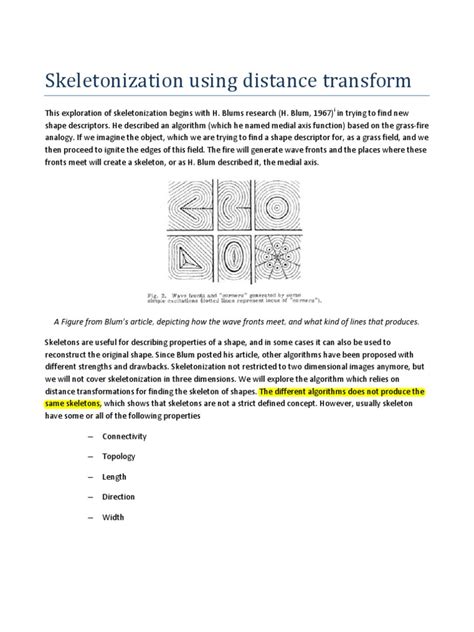 Skeletonization Using Distance Transform Pdf Shape Distance